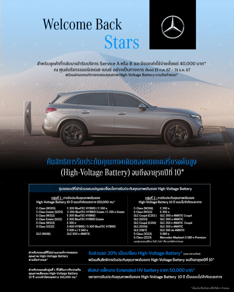 เมอร์เซเดส-เบนซ์ ส่งแคมเปญ “Welcome Back Stars” คืนสิทธิการรับประกัน ...